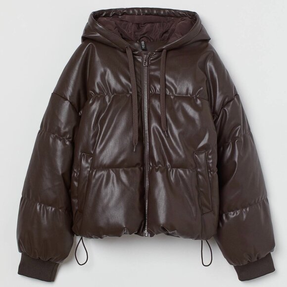 H&M | Jackets & Coats | Hm Boxy Puffer Jacket Dark Brown | Poshmark